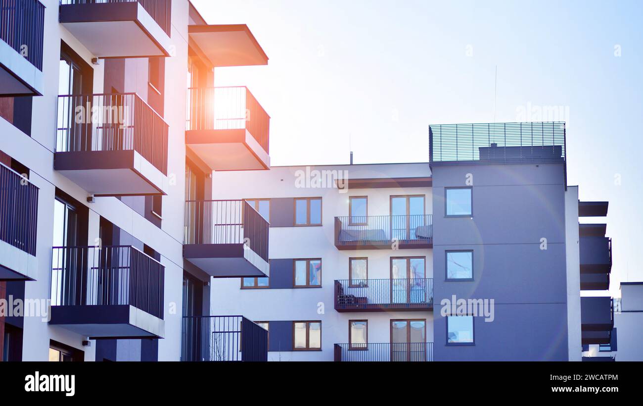 Residential area with modern apartment building. Multi Storey modern ...