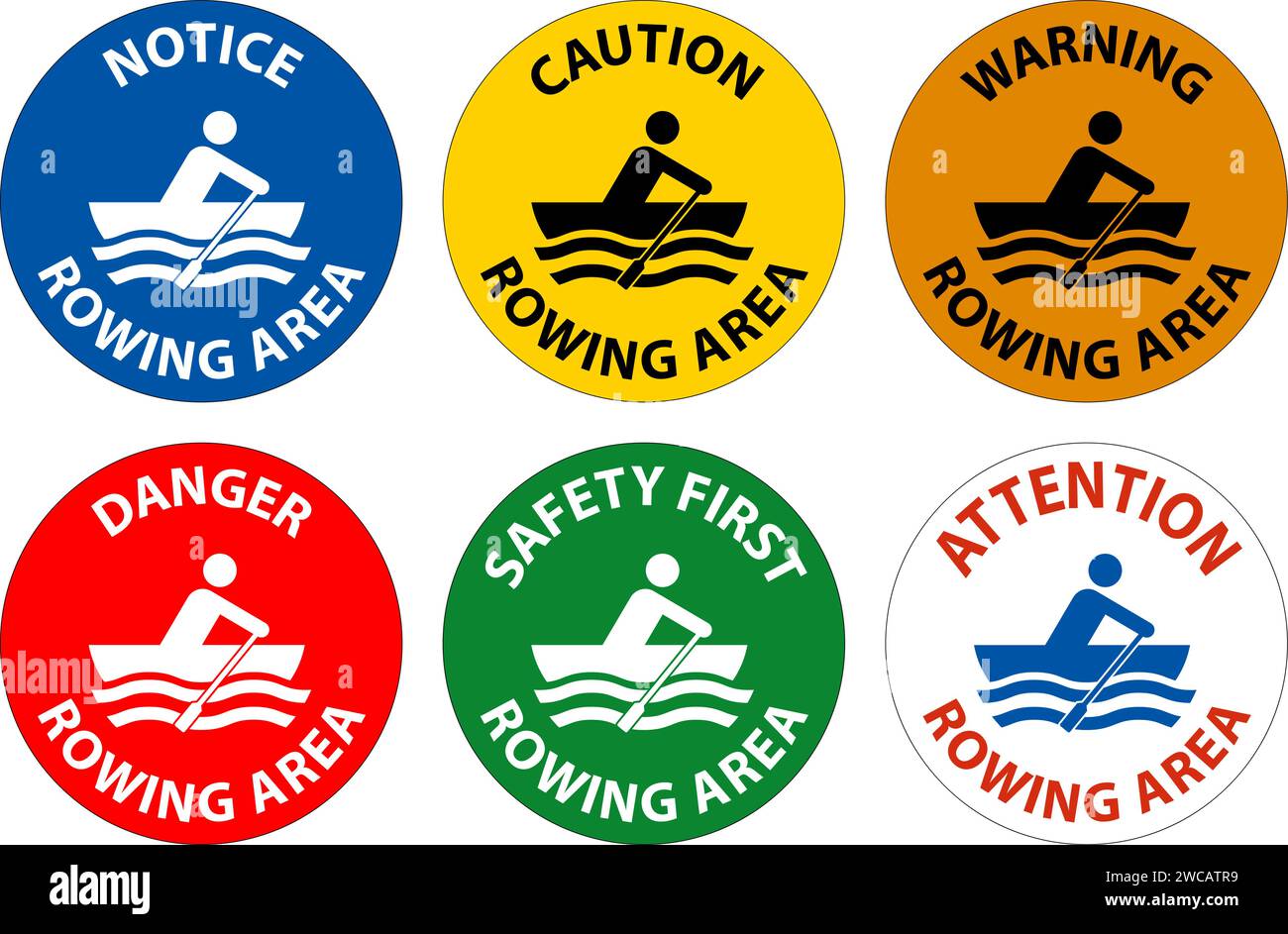Water Safety Sign Warning - Rowing Area Stock Vector Image & Art - Alamy
