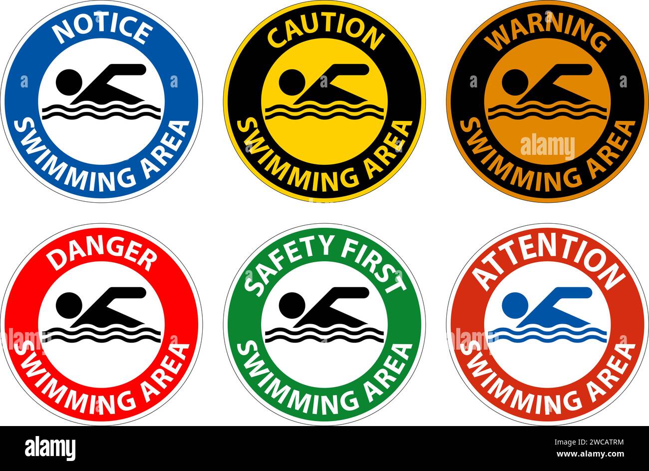 Water Safety Sign Notice -Swimming Area Stock Vector Image & Art - Alamy