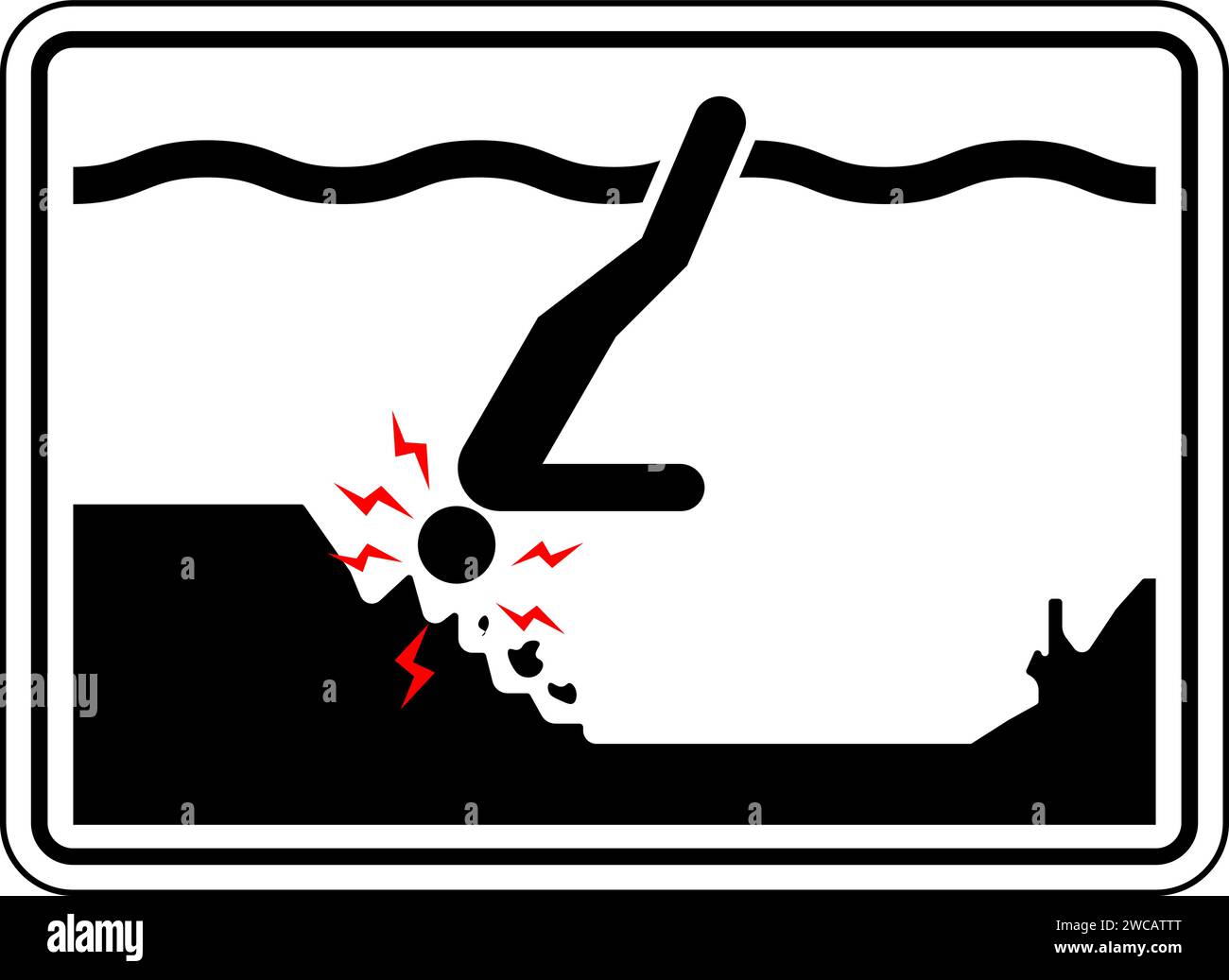 Water Safety Sign Warning - Submerged Objects Stock Vector Image & Art ...