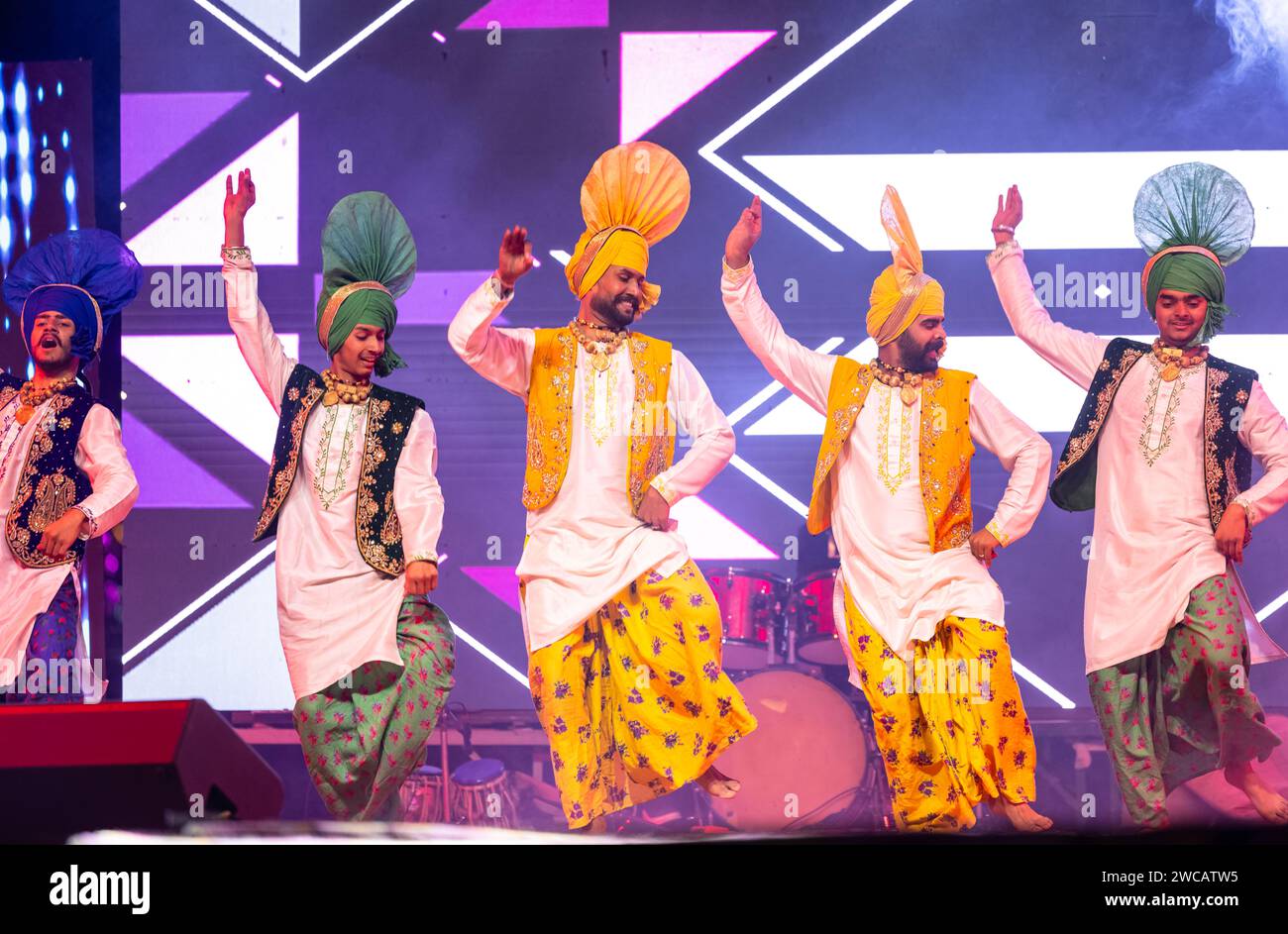 Group of punjabi artists from punjab performing bhangra dance in ...