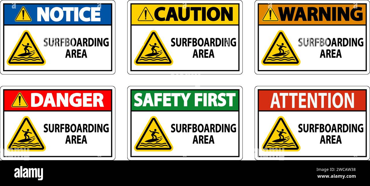 Water Safety Sign Warning - Surfboarding Area Stock Vector Image & Art ...