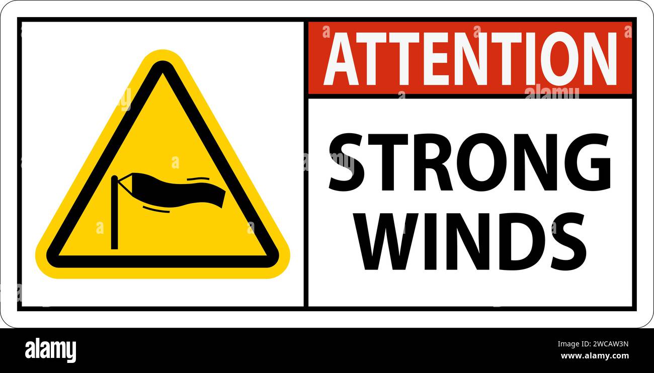 Water Safety Sign Attention - Strong Winds Stock Vector Image & Art - Alamy