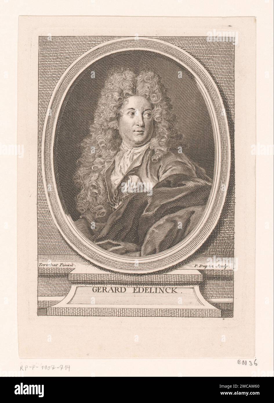 Portret van Gérard Edelinck, Pierre Dupin, After Jean Tortebat, 1700 ...