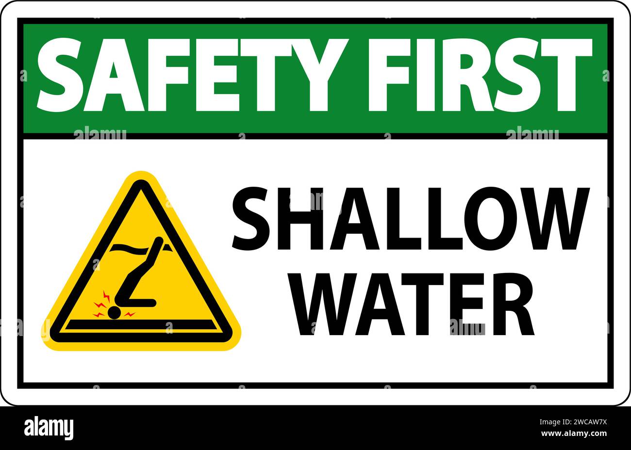Water Safety First Sign - Shallow Water Stock Vector Image & Art - Alamy
