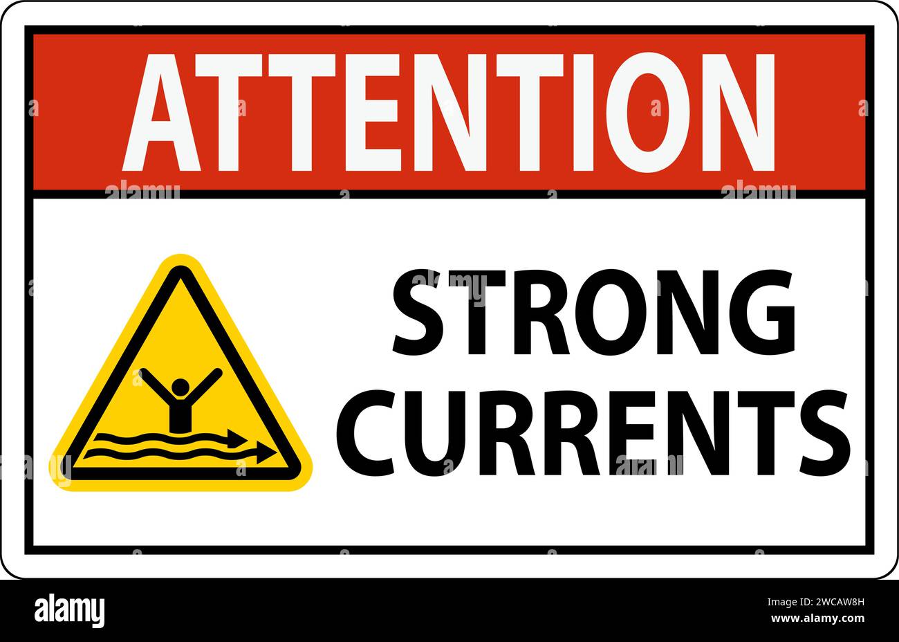 Water Safety Sign Attention - Strong Currents Stock Vector Image & Art ...