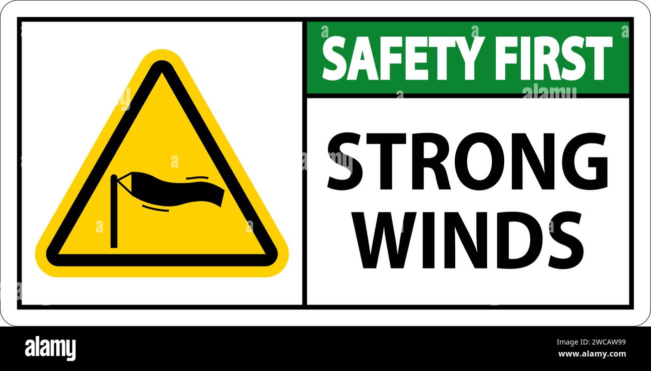 Water Safety First Sign - Strong Winds Stock Vector Image & Art - Alamy