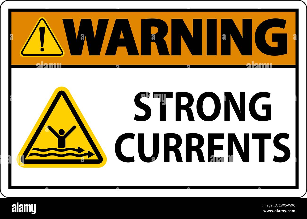 Water Safety Sign Warning - Strong Currents Stock Vector Image & Art ...