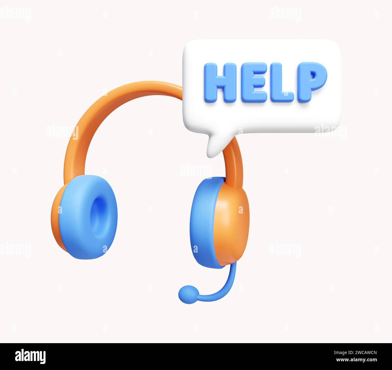 3d headphones with help text box. Customer support. Hotline service for ...