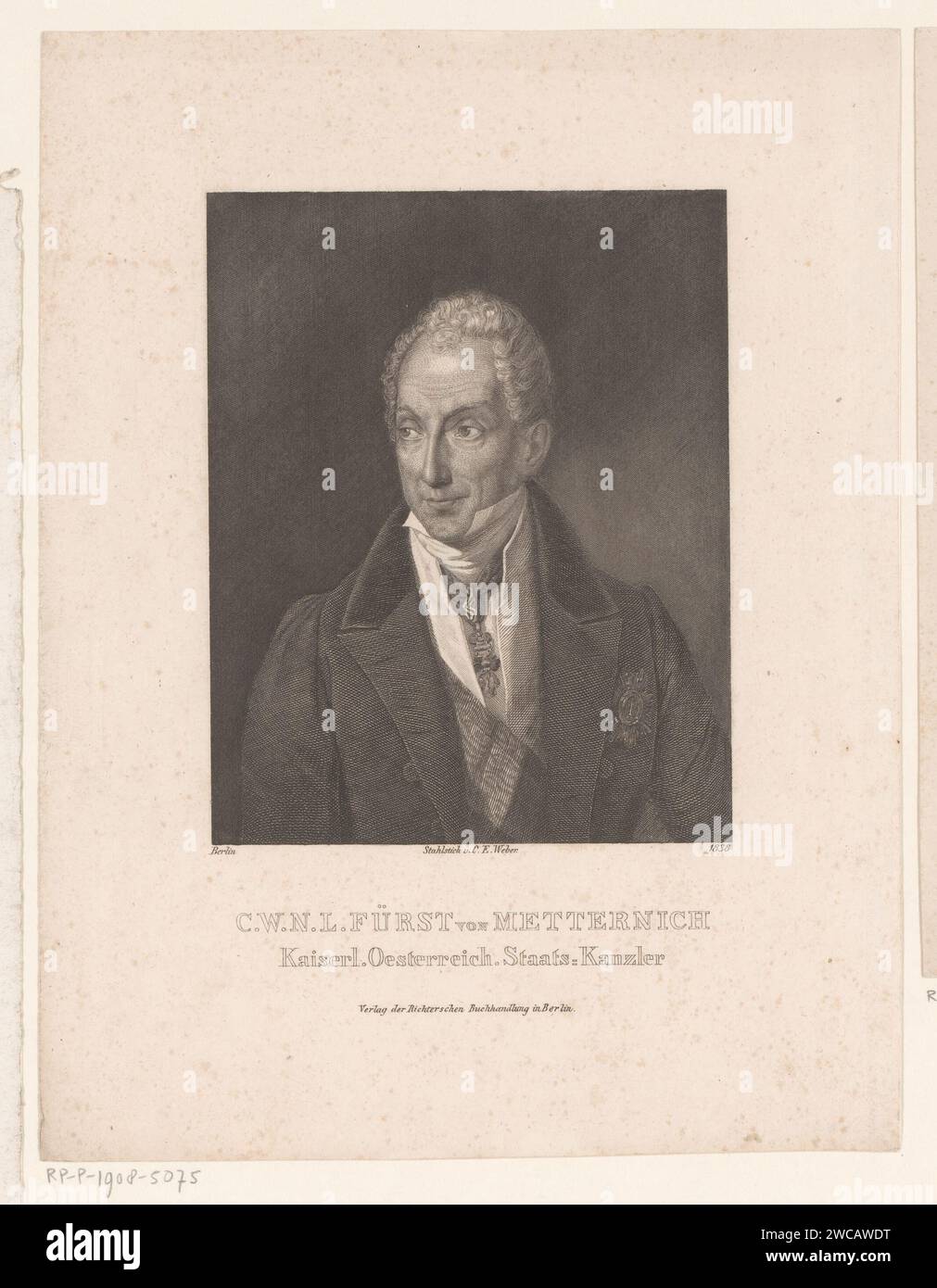 Portrait van Klemens Wenzel Lothar, Prince of Metternich, Karl Eduard ...