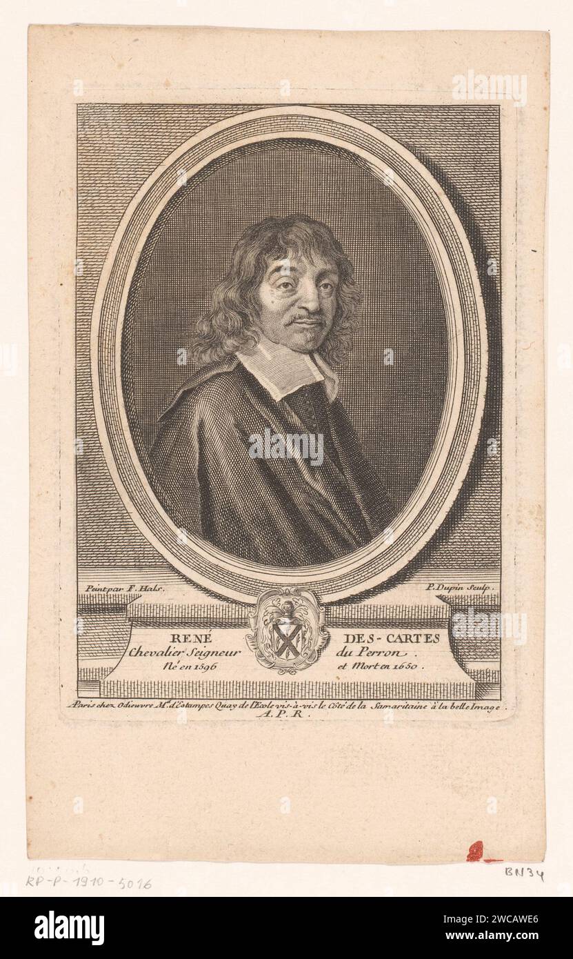 Portrait of René Descartes, Pierre Dupin, After Frans Hals, 1700 - 1751 ...