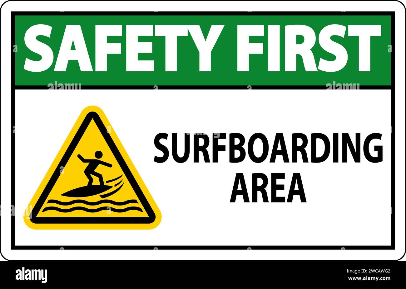 Water Safety First Sign - Surfboarding Area Stock Vector Image & Art ...
