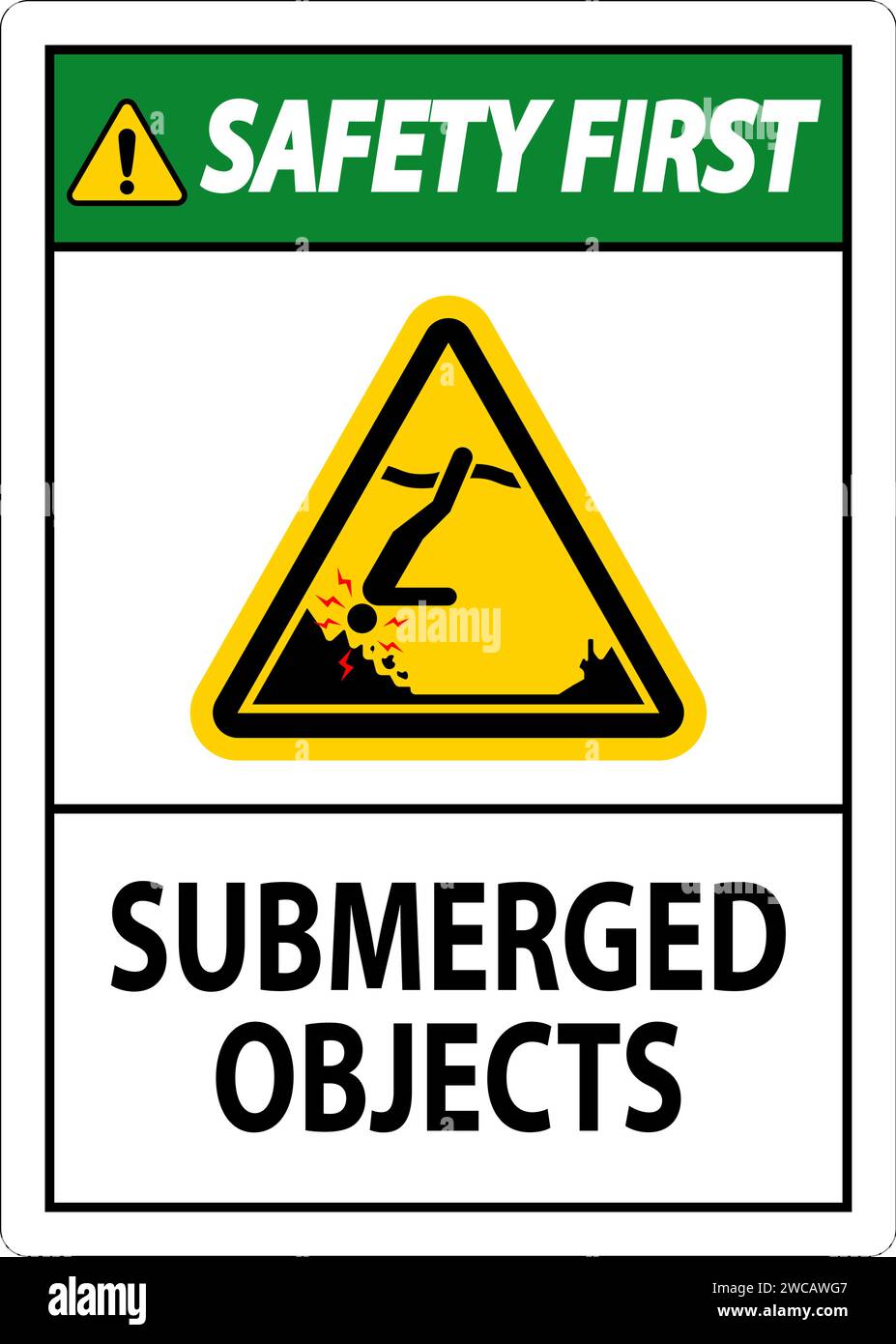 Submerged objects warning sign Stock Vector Images - Alamy