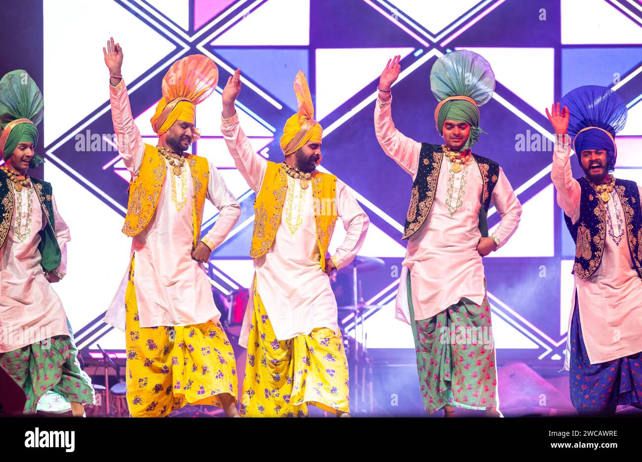 Group of punjabi artists from punjab performing bhangra dance in ...