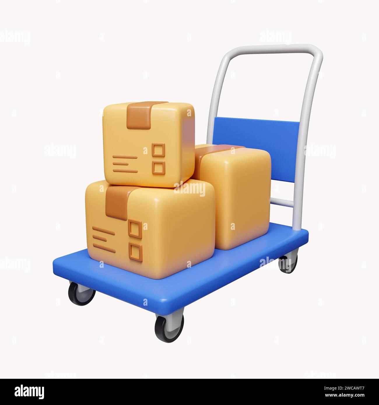 3d Cardboard boxes on trolley. shopping shipment concept. delivery ...