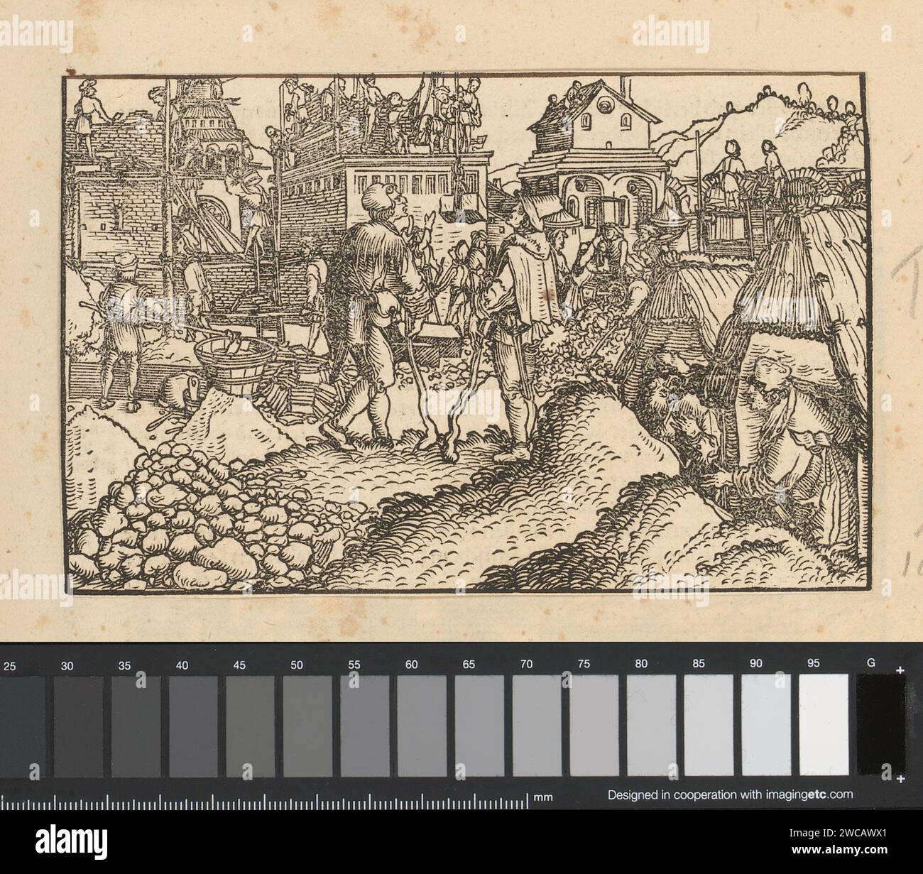 Two men in the construction of a city, Anonymous, Hans Weiditz (II ...