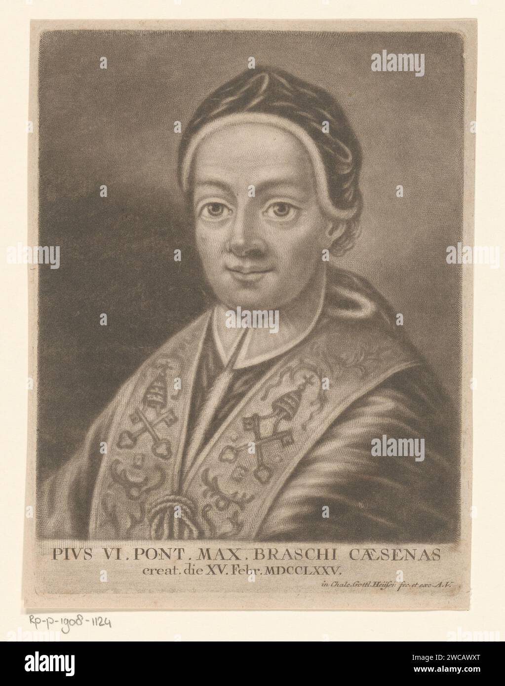 PortraT van Paus Pius VI, Gottlieb Heiss (II), 1775 print Augsburg ...