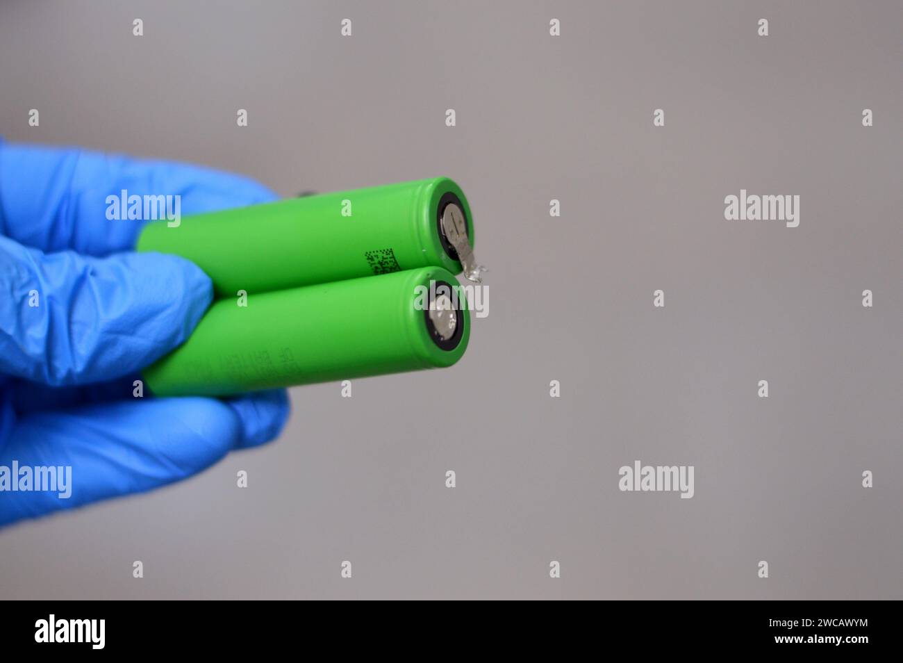 Cairo, Egypt, January 13 2024: 18650 battery pack cells, cylindrical ...