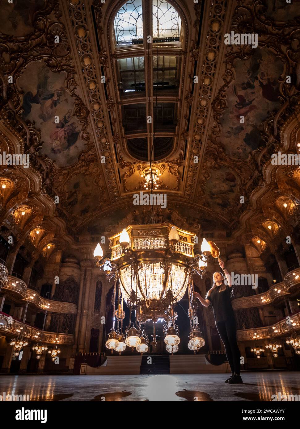 Tower ballroom team member Jennifer Allinson cleans one of Blackpool ...