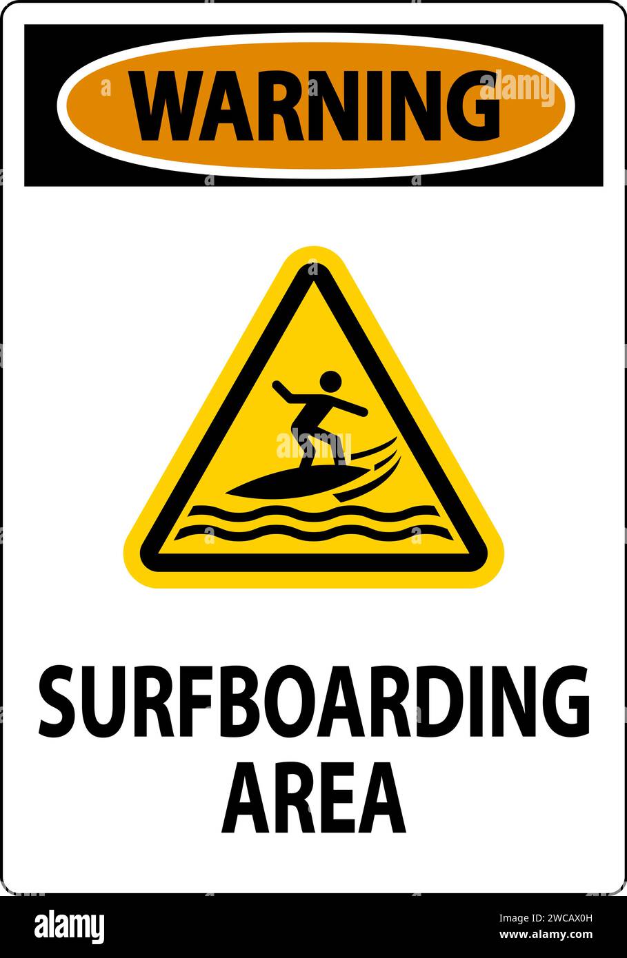 Water Safety Sign Warning - Surfboarding Area Stock Vector Image & Art ...