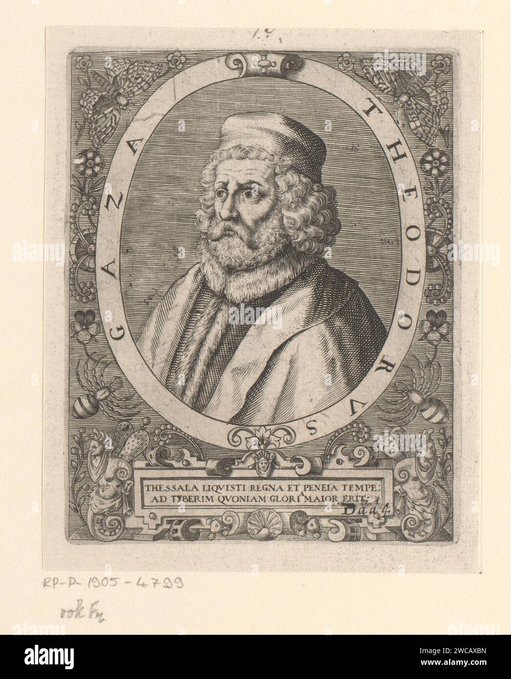 Portrait of Theodorus Gaza, Theodor de Bry, after Jean Jacques Boissard ...
