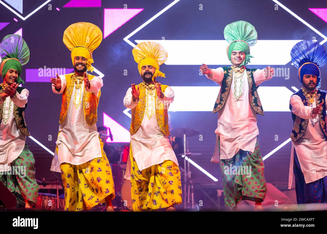 Group of punjabi artists from punjab performing bhangra dance in ...