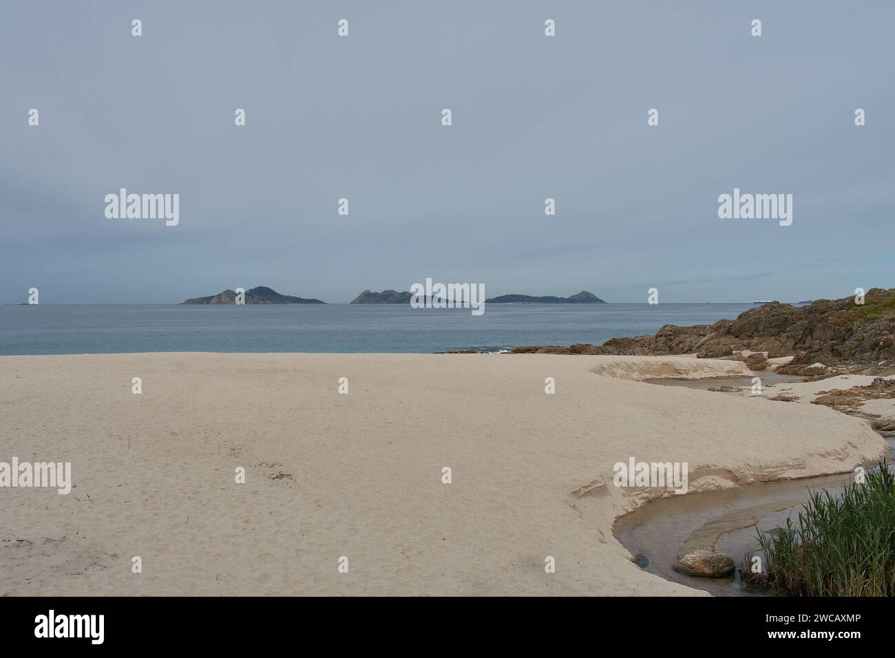 The Cies Islands seen from Sayanes beach in Vigo Stock Photo - Alamy