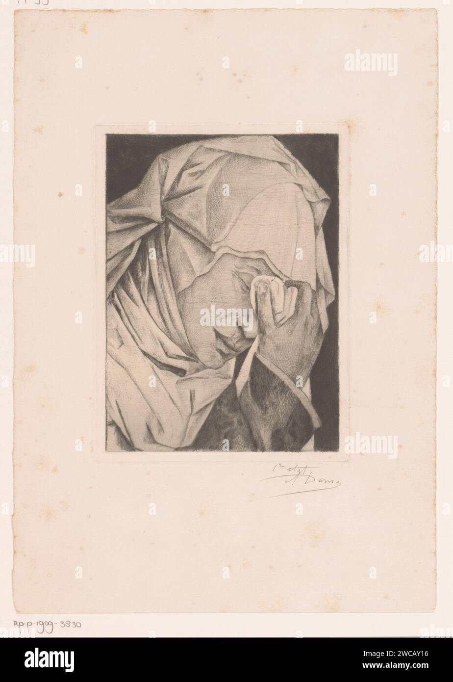 Crying Maria dries her tears with a cloth, Auguste Danse, 1839 - 1909 ...