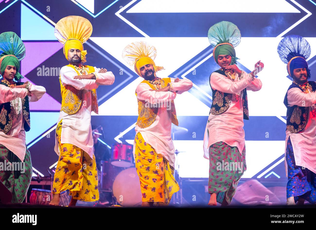 Group of punjabi artists from punjab performing bhangra dance in ...