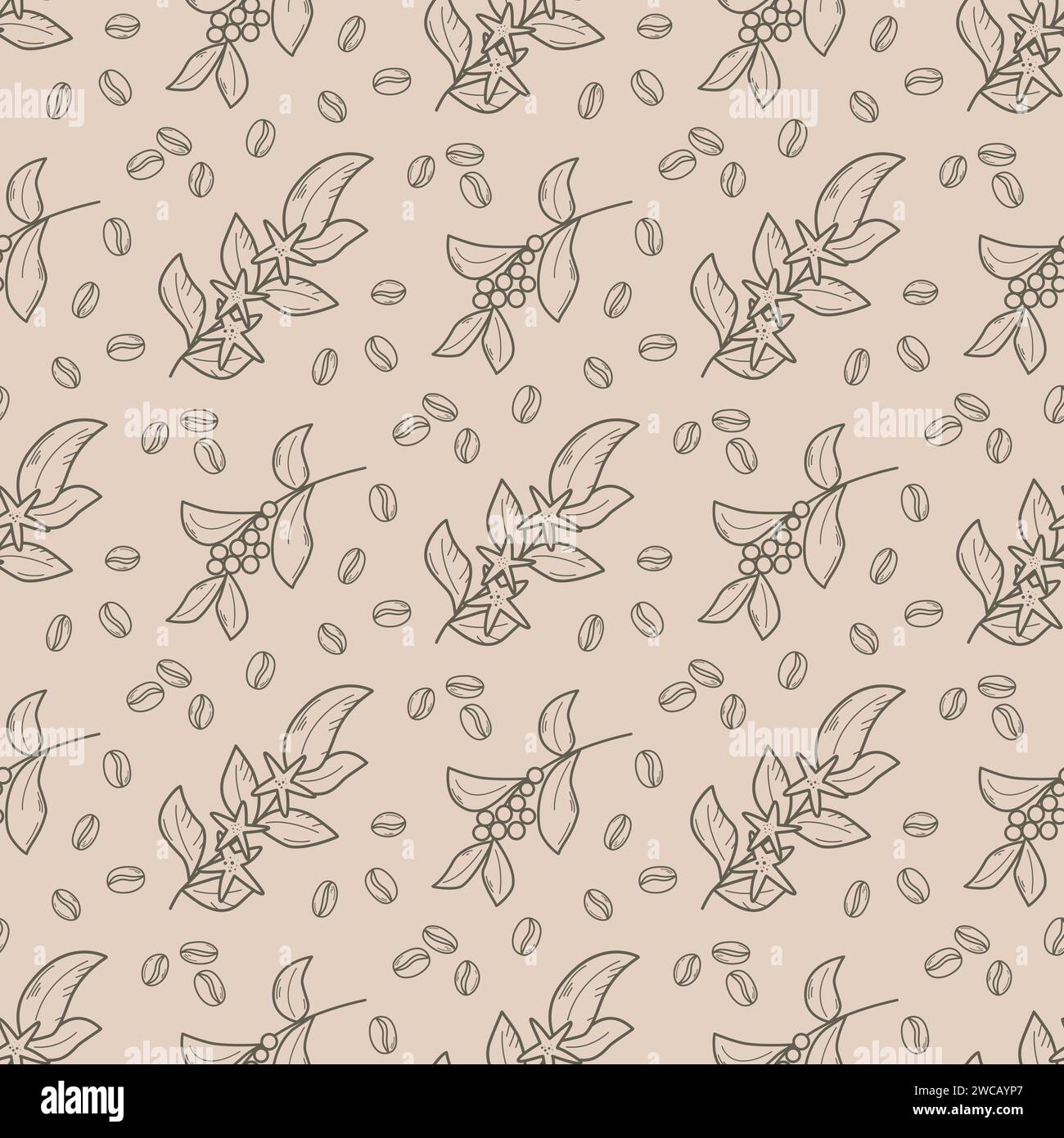Flowers, grains and branches of coffee seamless pattern Stock Vector Image & Art - Alamy