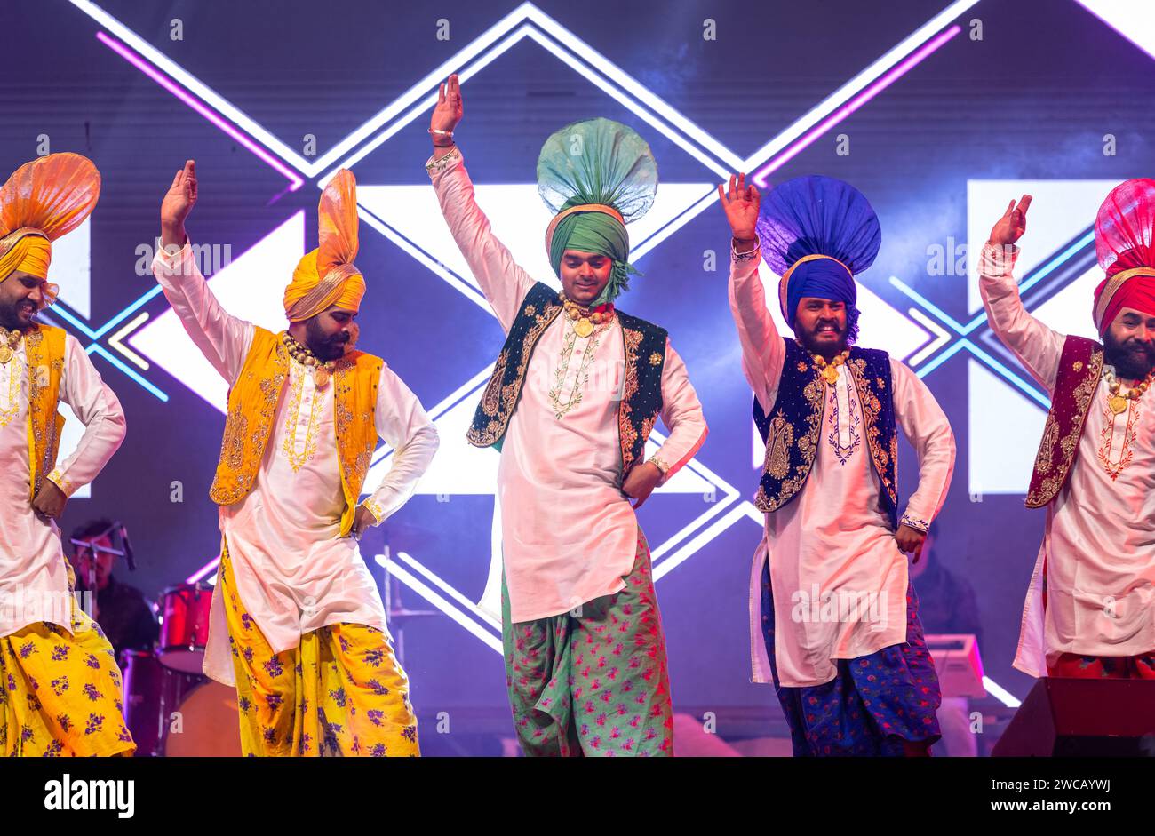 Group of punjabi artists from punjab performing bhangra dance in ...