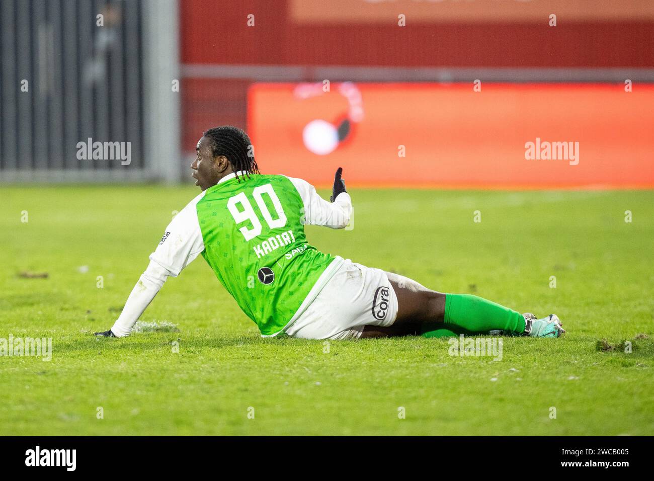 Seraing, Belgium. 14th Jan, 2024. Jordan Kediri (90) of francs Borains ...