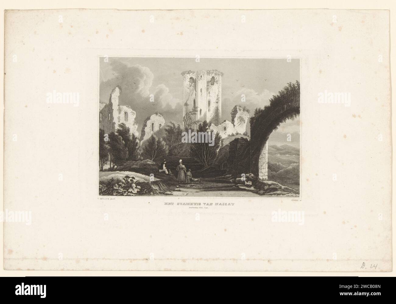 View of Castle Nassau, Johann Gabriel Friedrich Poppel, After T. Müller ...