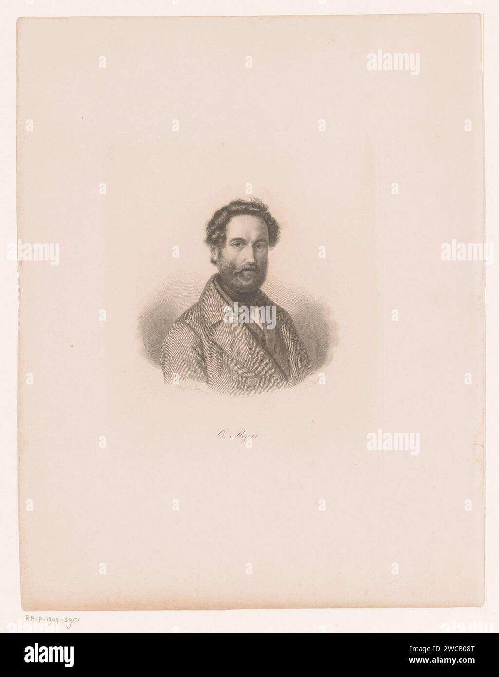 PortraT van Karl Begas, August Weger, After Eduard Ratti, 1849 - 1892 print Leipzig paper steel ...
