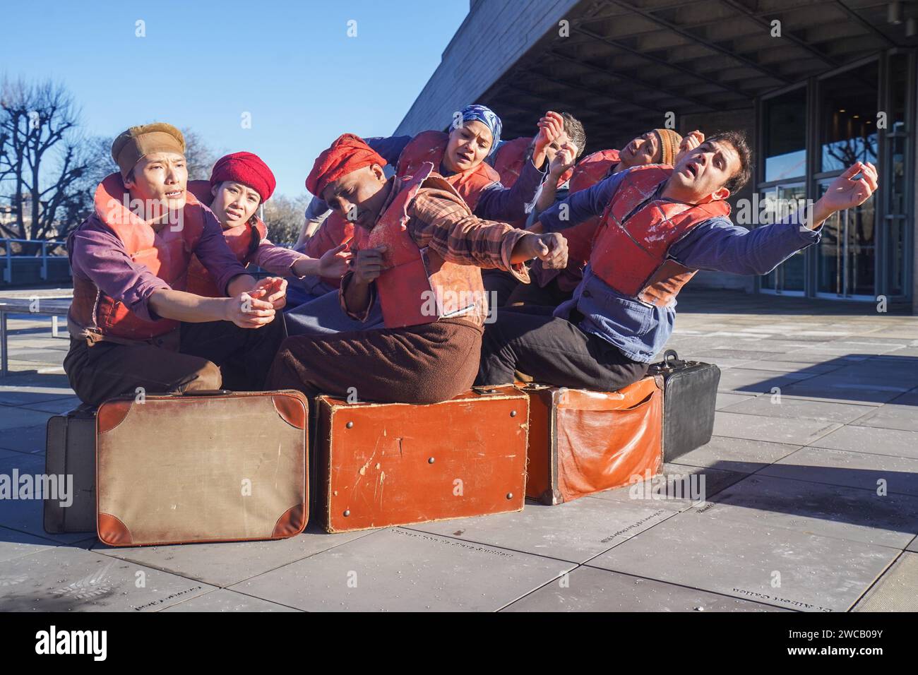 London, UK. 15 January 2024. .The cast of the physical theatre company ...