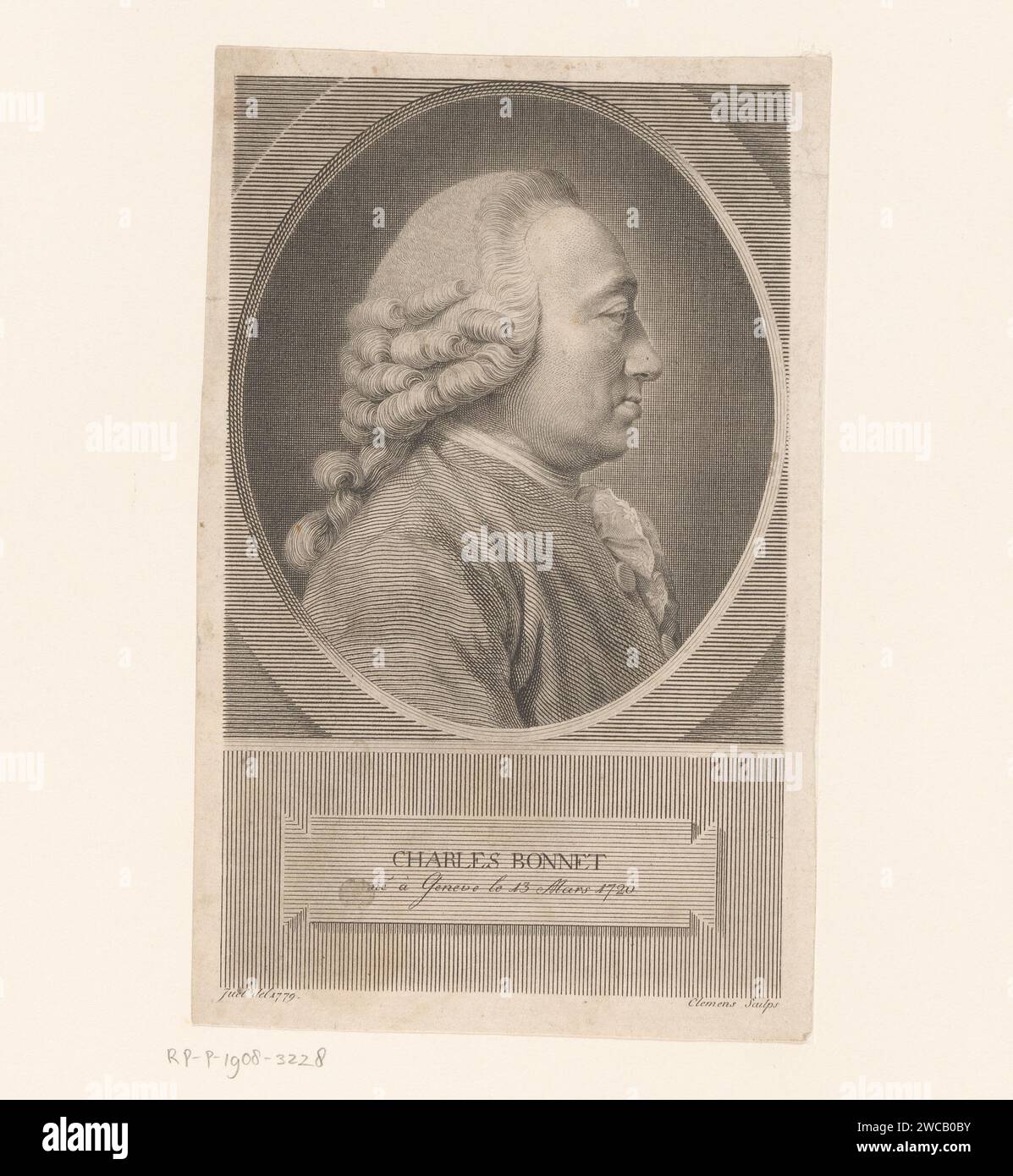 Portret van Charles Bonnet, Johan Frederik Clemens, After Jens Juel ...