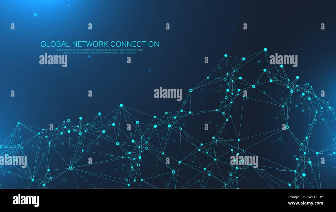 Global network connection banner design template. Header social network ...