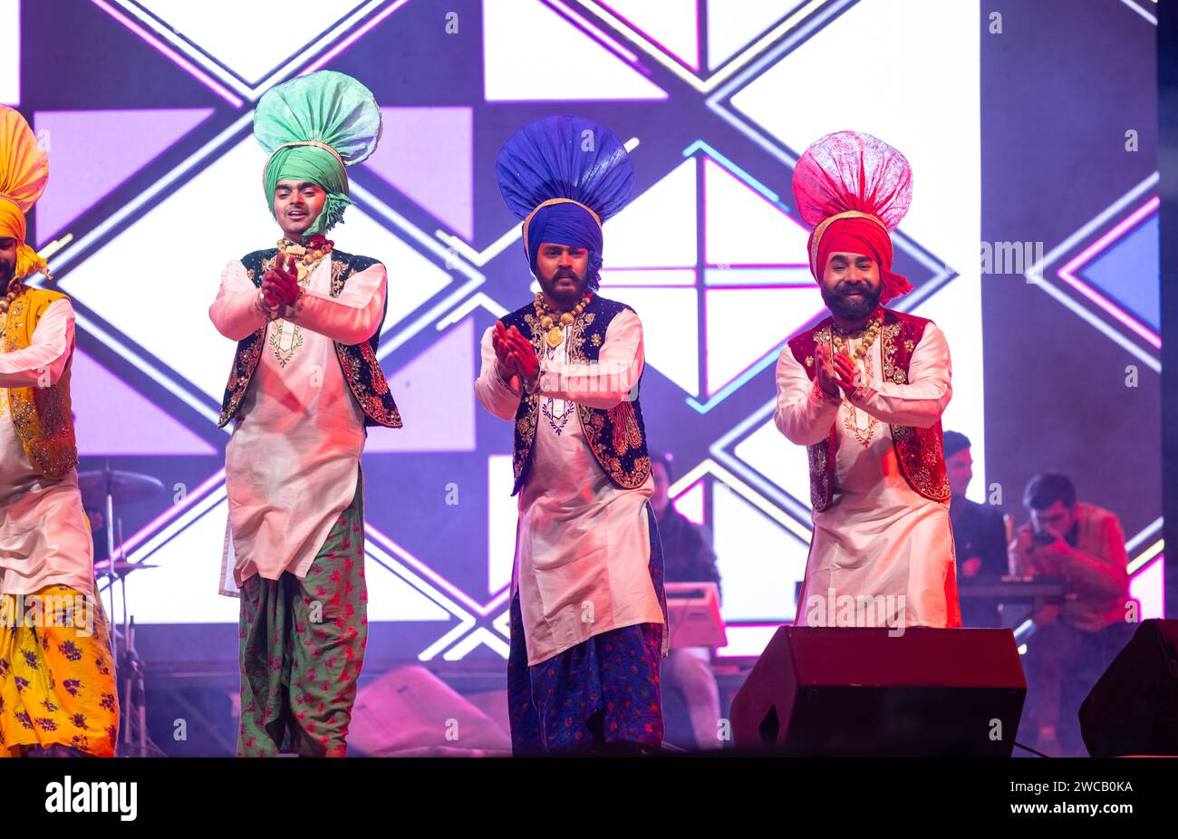 Group of punjabi artists from punjab performing bhangra dance in ...