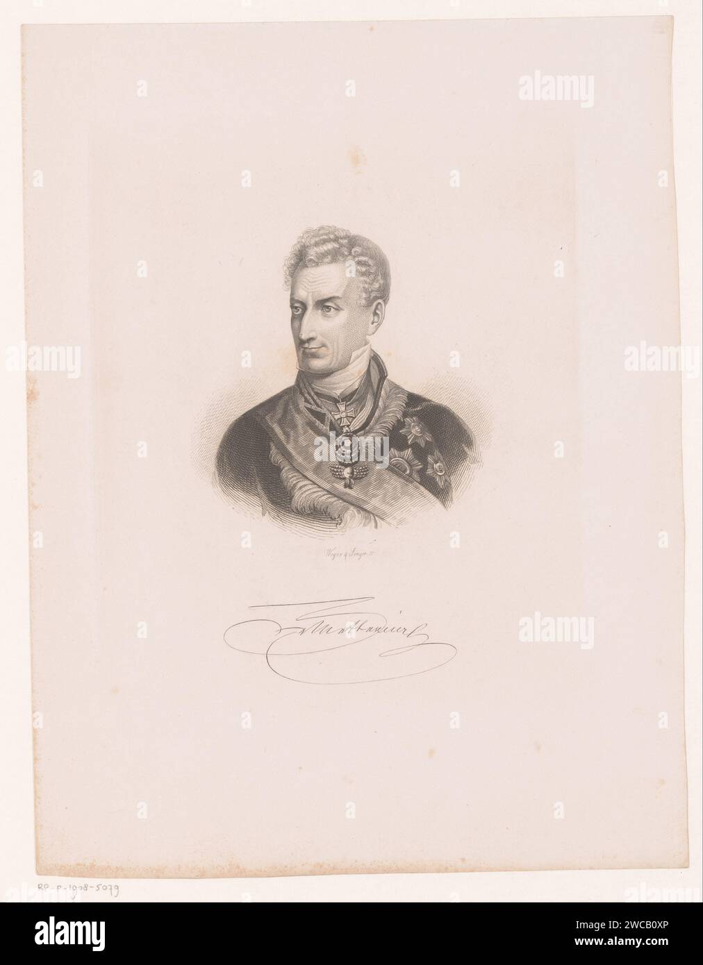Portrait van Klemens Wenzel Lothar, Prince of Metternich, August Weger, 1849 - 1892 print ...