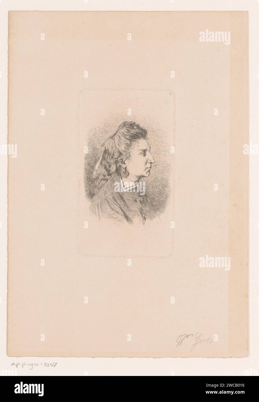 Portrait of an unknown woman, Willem Geets, 1892 print paper etching ...