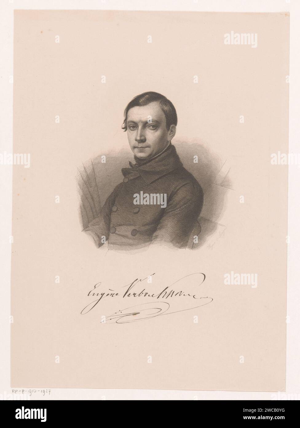 Portrait van Eugène Verboeckhoven, August Weger, 1849 - 1892 print Leipzig paper steel engraving ...