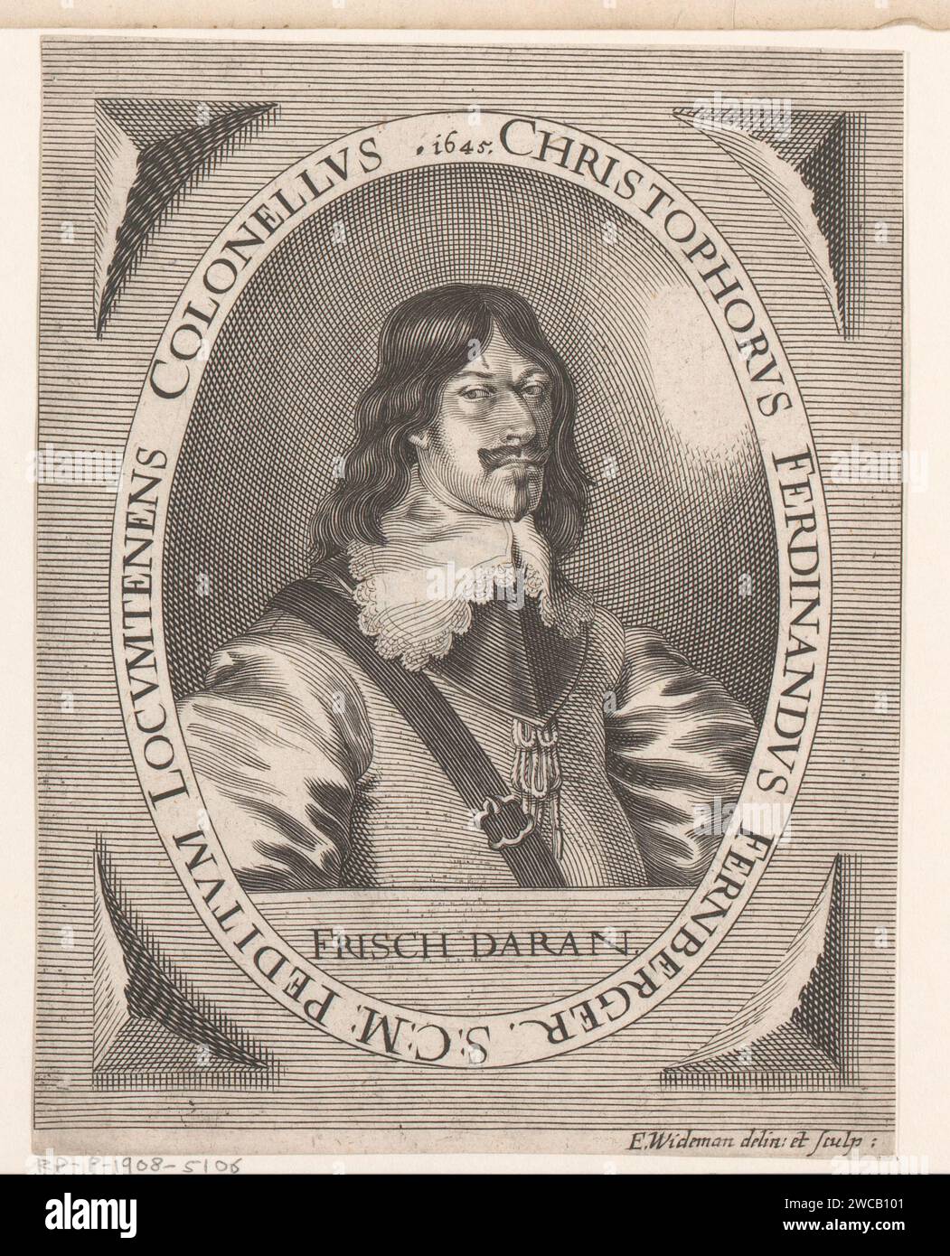 PortraT van Christoph Ferdinand Fernberger, Elias Widemann, 1645 print Vienna (possibly) paper ...