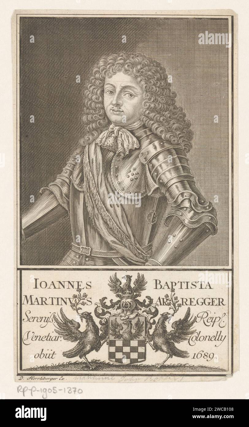 Portrait of Johannes Baptista Martinus Arregger, David Herrliberger ...