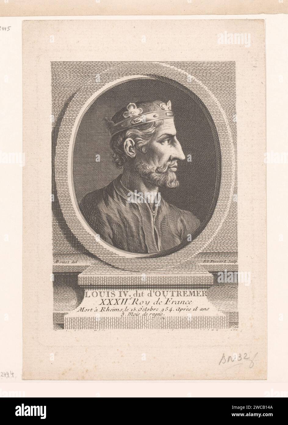 Portrait of Louis IV of France, Etienne Fessard, After Antoine Boizot ...