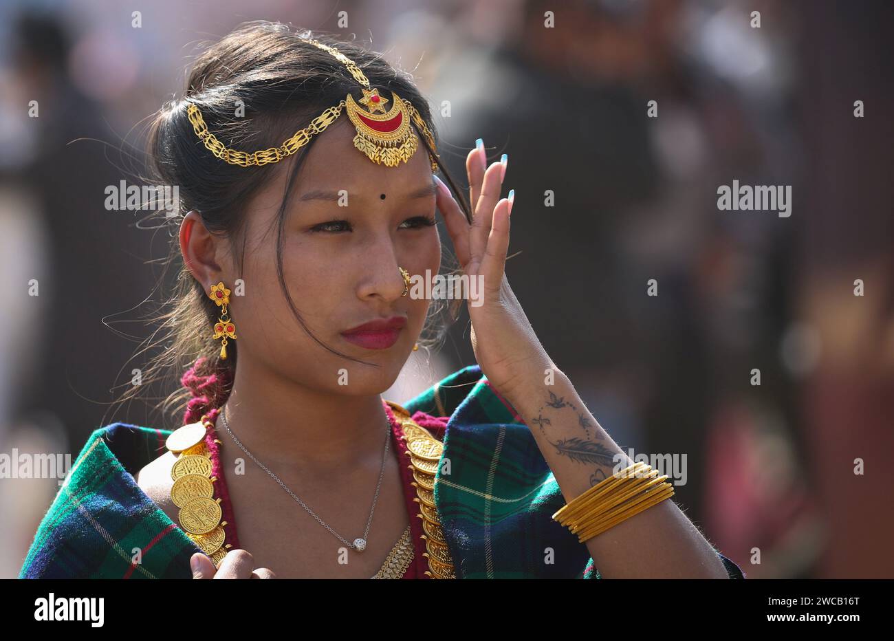 Kathmandu, Bagmati, Nepal. 15th Jan, 2024. A woman from Magar community ...