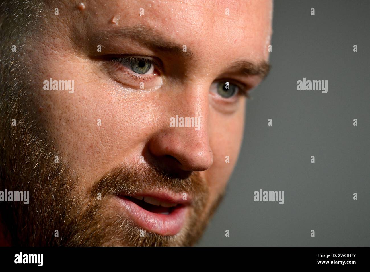 Prague, Czech Republic. 15th Jan, 2024. Czech athlete, shot putter Tomas Stanek in action during ...