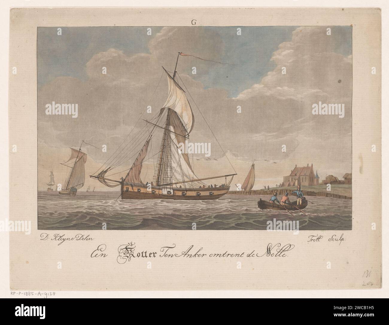 View of a water with ships, Johann Heinrich Troll, After David Kleyne ...