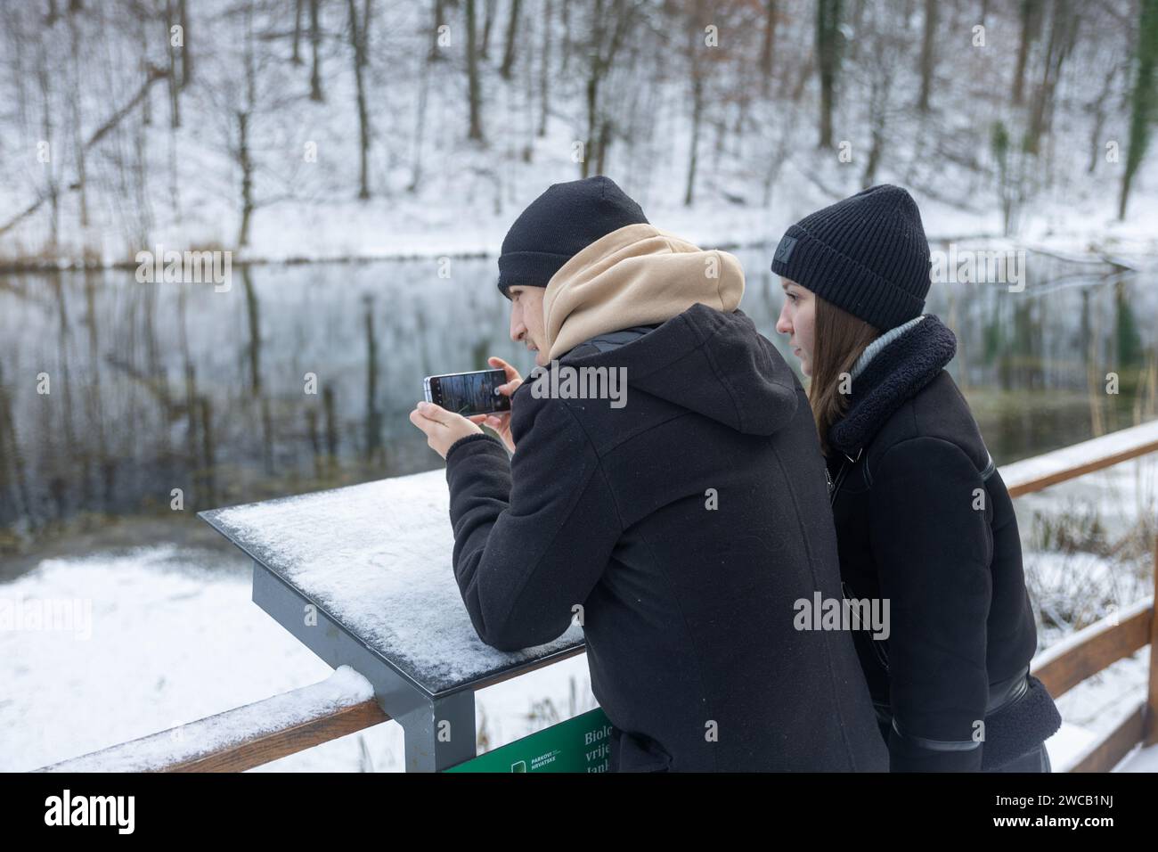 Jankovac, Hrvatska. 15th Jan, 2024. Winter idyll in Jankovac Forest ...
