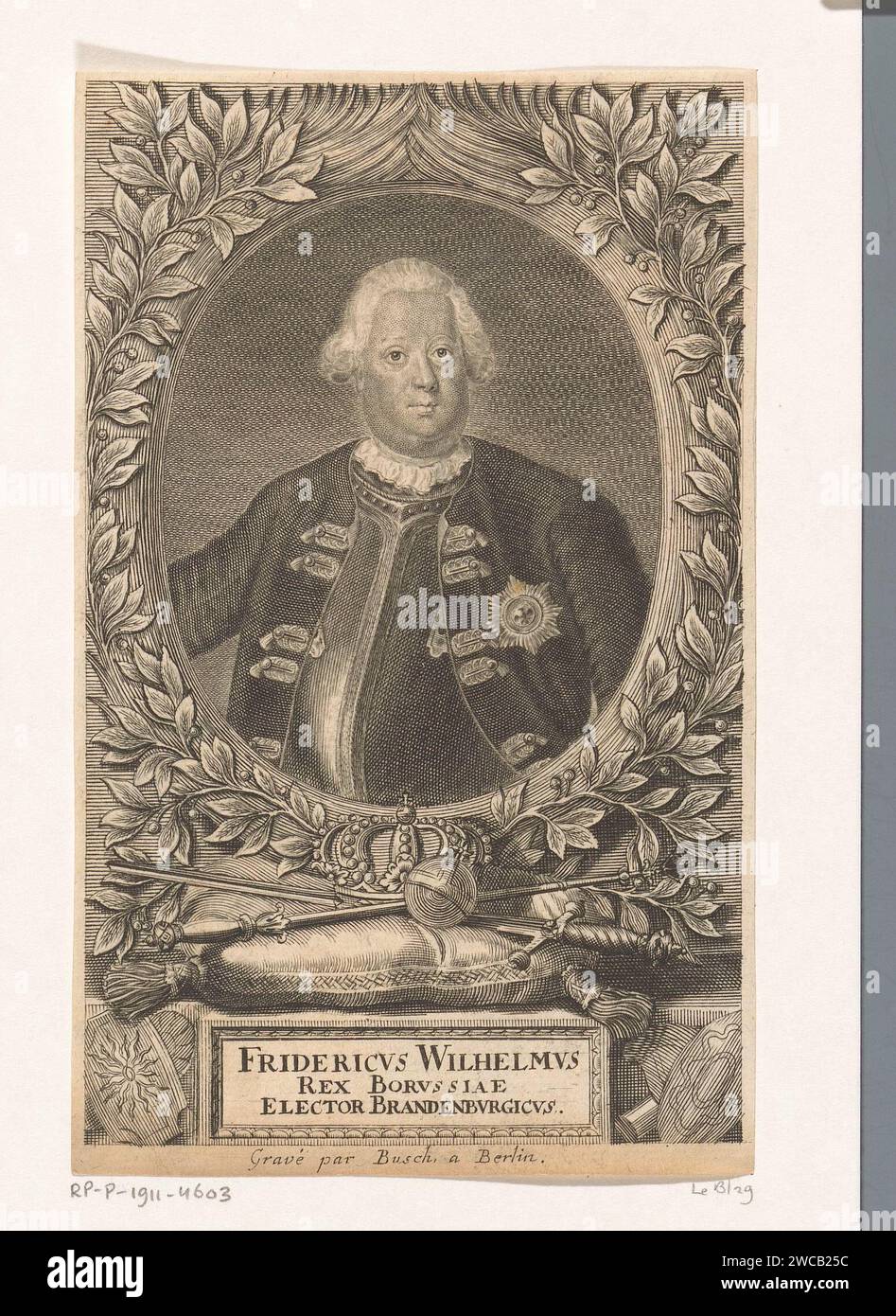 Portrait of Frederik Willem I, King of Prussia, Georg Paul Busch, 1713 ...