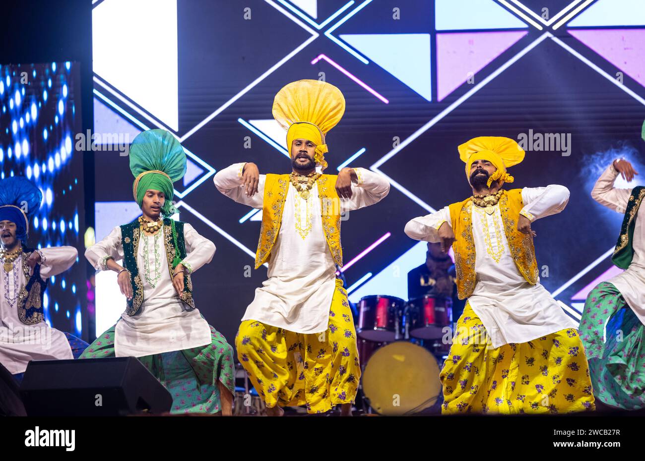 Group of punjabi artists from punjab performing bhangra dance in ...
